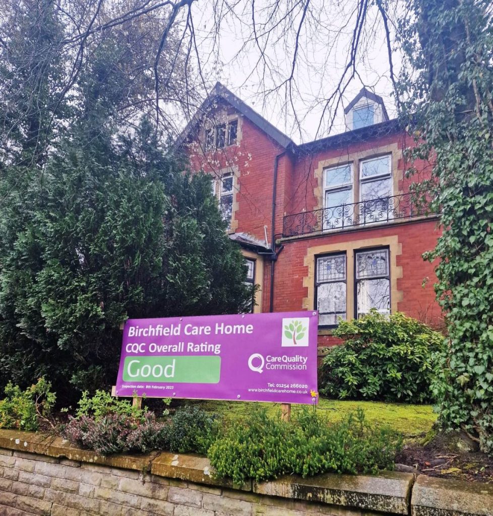 New CQC Rating Sign | Birchfield Care Home
