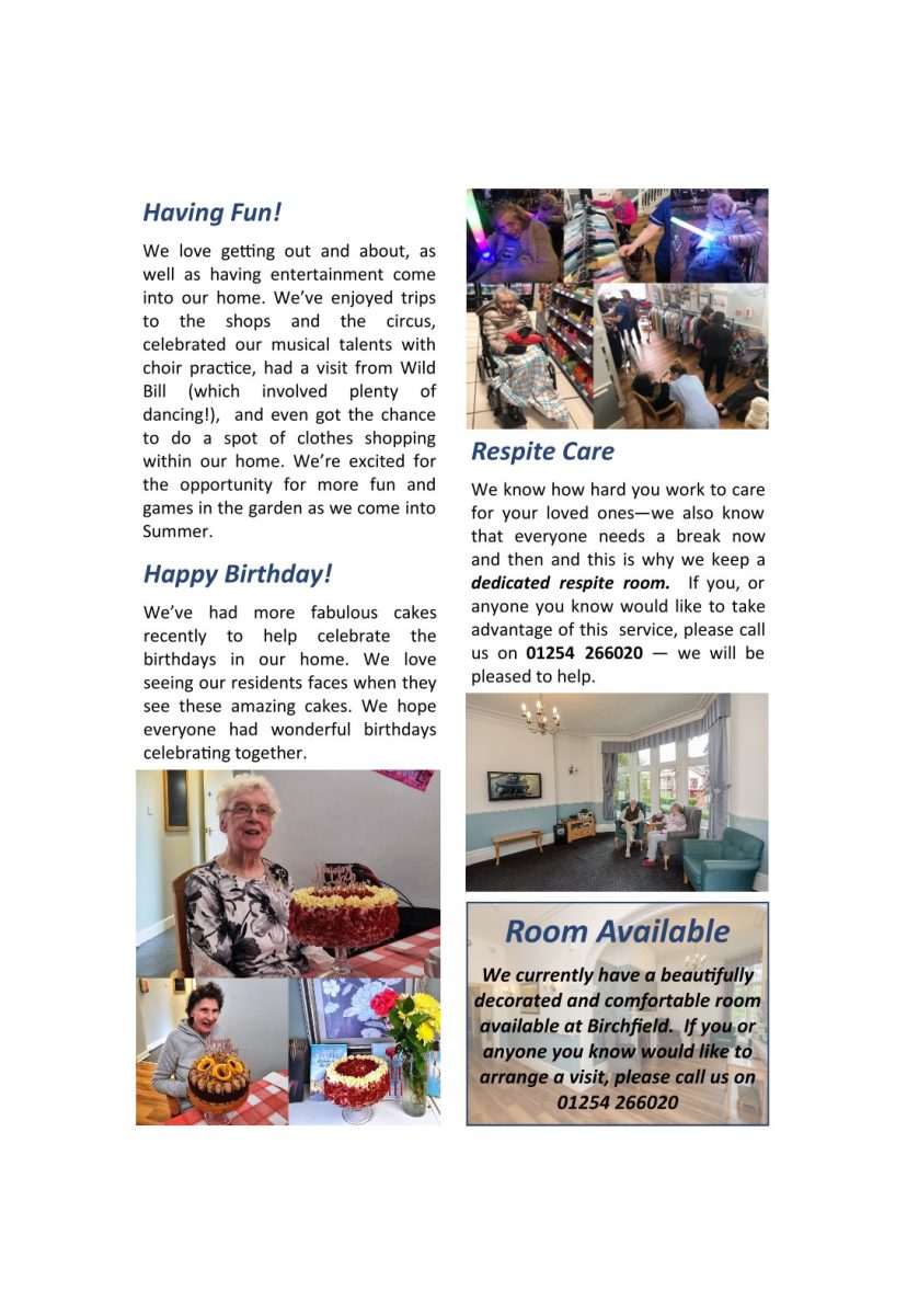 Our latest newsletter! | Birchfield Care Home